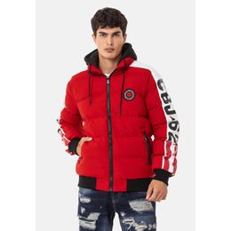 Cipo & Baxx CIPO & BAXX Herren Winterjacke "Jacke", rot, Gr. S, unifarben, 100% Polyester, Jacken, mit Kapuze