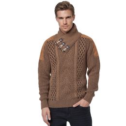 Rusty Neal Herren Strickpullover, braun, Gr. XL, unifarben, 75% Polyacryl, 25% Baumwolle, Pullover, mit trendigem Strickmuster