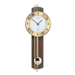 AMS Damen Funk-Pendelwanduhr "F5266/1", B/H/L: 10cm x 60cm x 25cm, braun, Wanduhren, Quarzuhr,Holzgehäuse,Esszimmer,Wohnzimmer