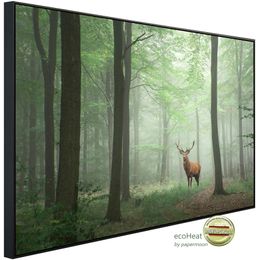 papermoon Infrarotheizung "Hirsch im Wald", B/H/T: 100cm x 60cm x 3cm, 600 W, bunt, Heizk&ouml;rper, sehr angenehme Strahlungsw&auml;rme