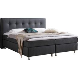 Boxspringbett, B:175cm L:210cm, grau, Westfalia Schlafkomfort, Bezug Bett: Feinstruktur 100% Polyester;Bezug Bonnell-Federkernmatratze: 100%