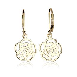 Elli Damen Paar Ohrhänger "Ohrhänger mit Blume 925 Sterling Silber", onesize, ohne Stein, Silber 925 (Sterlingsilber), gold, Silber 925