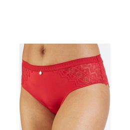 s.Oliver Damen Slip "Romane", Gr. 36, rot, Spitze, Obermaterial: 86% Polyamid, 14% Elasthan, Unterhosen, mit graphischer Spitze in transparenter Optik