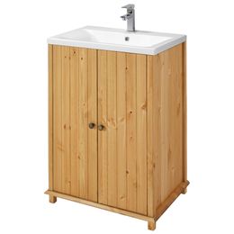 Waschtisch Home Affaire, B:60cm H:83,5cm T:44,5cm, beige, Massivholz, Badezimmer, Waschtische, "Vili", Badm&ouml;bel aus massiver Kiefer, Breite 61cm, 2