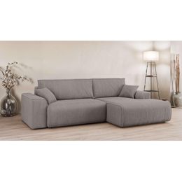 Ecksofa Home Affaire, B:266cm H:90cm T:164cm, grau, 100% Polyester, Wohnzimmer, Sofas, "Santenay mit Bettfunktion und Bettkasten, Maße: B/T/H