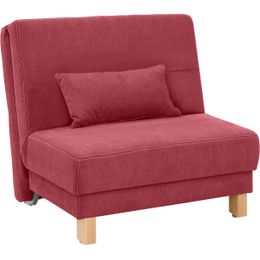 Schlafsofa Home Affaire, B:80cm H:86cm T:95cm, rot, Chenille (100% Polyester), Kinderzimmer, Sofas, "Gina", vom Sofa zum Bett mit einem Handgriff, in
