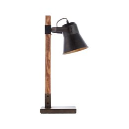 Brilliant Lampe Plow Tischleuchte schwarz stahl/holz 1x A60, E27, 10W, geeignet f&uuml;r Normallampen (nicht enthalten) Mit Schnurzwischenschalter