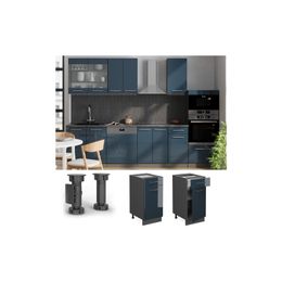 VICCO Schubunterschrank Fame-Line Anthrazit Dunkelblau Hochglanz 40 cm mit Arbeitsplatte Anthrazit