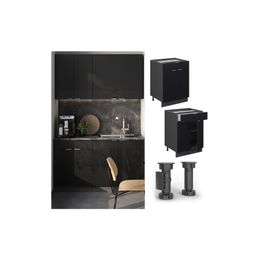 VICCO Schubunterschrank Fame-Line Anthrazit Schwarz gestreift 60 cm ohne Arbeitsplatte
