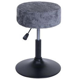 Hocker MCW-C22, Sitzhocker Schminkhocker, h&ouml;henverstellbar drehbar &Oslash; 37cm Stoff Chenille (465g/m&sup2;) MVG ~ dunkelgrau