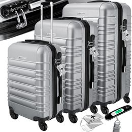 Kesser&reg; 3tlg. Hartschalenkofferset Hartschalenkoffer Reisekoffer Set Reisekofferset Trolley Koffer Inkl. Kofferwaage + Gep&auml;ckanh&auml;nger Rollkoffer Schloss 4 Rollen ABS-Hartschale Teleskopgriff M-L-XL