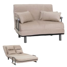Schlafsessel MCW-K29, Klappsessel Schlafsofa G&auml;stebett, Liegefl&auml;che 190x100cm, Stoff Chenille (370g/m&sup2;) ~ creme