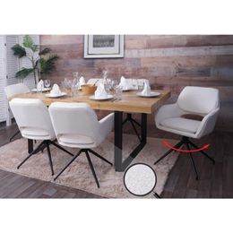 6er-Set Esszimmerstuhl MCW-N74, K&uuml;chenstuhl, drehbar Auto-Return, Stoff Boucl&eacute; (540g/m&sup2;) &Ouml;ko-Tex ~ creme