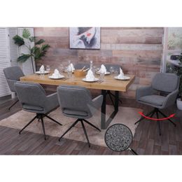6er-Set Esszimmerstuhl MCW-N74, K&uuml;chenstuhl, drehbar Auto-Return, Stoff Boucl&eacute; (540g/m&sup2;) &Ouml;ko-Tex ~ grau