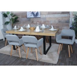6er-Set Esszimmerstuhl MCW-A50 II, Stuhl K&uuml;chenstuhl Polsterstuhl, Holz Stoff/Textil Cord (400g/m&sup2;) MVG ~ hellgrau