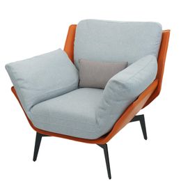 Sessel MCW-L82, Lounge-Sessel Cocktailsessel Polstersessel Relaxsessel, Kunstleder Stoff/Textil Metall ~ terrakotta