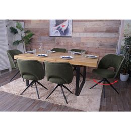 6er-Set Esszimmerstuhl MCW-N72, Polster-K&uuml;chenstuhl, drehbar Auto-Return, Stoff/Textil (420g/m&sup2;) &Ouml;ko-Tex ~ gr&uuml;n