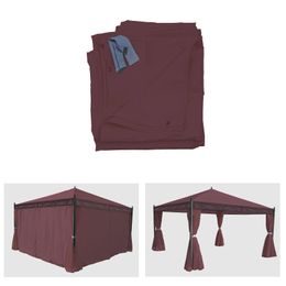 MCW 4er-Set Seitenwand f&uuml;r Pergola Calpe, Ersatzseitenwand Pavillon 4x4m, Polyester ~ rot-braun
