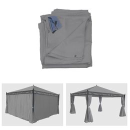 MCW 4er-Set Seitenwand f&uuml;r Pergola Calpe, Ersatzseitenwand Pavillon 4x4m, Polyester ~ hellgrau