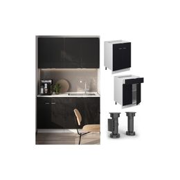 VICCO Schubunterschrank Fame-Line Wei&szlig; Schwarz gestreift 60 cm mit Arbeitsplatte Anthrazit