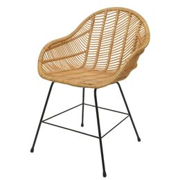 Esszimmerstuhl MCW-M28, K&uuml;chenstuhl Korbstuhl Rattansessel Rattanstuhl Stuhl, Kubu Rattan Metall
