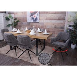 6er-Set Esszimmerstuhl MCW-N74, K&uuml;chenstuhl, drehbar Auto-Return, Stoff Chenille (490g/m&sup2;) &Ouml;ko-Tex ~ dunkelgrau