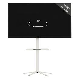 Vcm TV Standfu&szlig; mit Fachboden 32-70 Zoll VESA max. 600x400 bis 40 kg Fernseh St&auml;nder aus Alu TV Bodenst&auml;nder Ma&szlig;e ca. H. 100 x B. 61 x T. 61 cm Fernsehstand Xila
