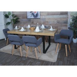 6er-Set Esszimmerstuhl MCW-A50 II, Stuhl K&uuml;chenstuhl Polsterstuhl, Holz Stoff/Textil Cord (400g/m&sup2;) MVG ~ dunkelgrau