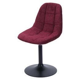 Esszimmerstuhl MCW-A60, K&uuml;chenstuhl Stuhl Drehstuhl, Stahl MVG Stoff/Textil Chenille (465g/m&sup2;) ~ bordeaux