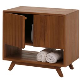 Teak-Waschbeckenunterschrank MCW-M92, Waschtisch Schrank, hochwertiges B-Grade-Teak (Kernholz, 20-30 Jahre), 61x65x40cm