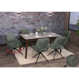 6er-Set Esszimmerstuhl MCW-N73, K&uuml;chenstuhl, drehbar Auto-Return, Stoff/Textil Chenille (490g/m&sup2;) &Ouml;ko-Tex ~ gr&uuml;n