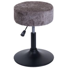 Hocker MCW-C22, Sitzhocker Schminkhocker, h&ouml;henverstellbar drehbar &Oslash; 37cm Stoff Chenille (465g/m&sup2;) MVG ~ braun