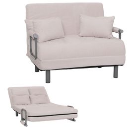 Schlafsessel MCW-K29, Klappsessel Schlafsofa G&auml;stebett, Liegefl&auml;che 190x100cm, Stoff Cord (330g/m&sup2;) ~ creme-wei&szlig;