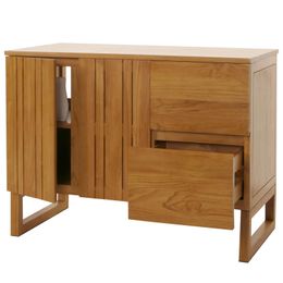 Teak-Waschbeckenunterschrank MCW-M72, Waschtisch Schrank, hochwertiges B-Grade-Teak (Kernholz, 20-30 Jahre), 82x106x56cm