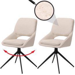 2er-Set Esszimmerstuhl MCW-N73, K&uuml;chenstuhl, drehbar Auto-Return, Stoff/Textil Boucle (540g/m&sup2;) &Ouml;ko-Tex ~ creme