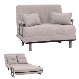Schlafsessel MCW-K29, Klappsessel Schlafsofa G&auml;stebett, Liegefl&auml;che 190x100cm, Stoff Boucl&eacute; (500g/m&sup2;) ~ grau