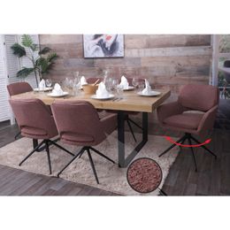 6er-Set Esszimmerstuhl MCW-N74, K&uuml;chenstuhl, drehbar Auto-Return, Stoff Boucl&eacute; (540g/m&sup2;) &Ouml;ko-Tex ~ hellbraun