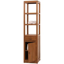 Teak-Regal MCW-M86, Badschrank Badregal Badezimmer, hochwertiges B-Grade-Teak (Kernholz, 20-30 Jahre), 180x40cm