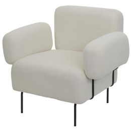 Lounge-Sessel MCW-L83, Cocktailsessel Polstersessel Sessel, Stoff/Textil Metall ~ creme