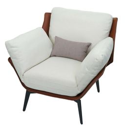 Sessel MCW-L82, Lounge-Sessel Cocktailsessel Polstersessel Relaxsessel, Kunstleder Stoff/Textil Metall ~ dunkelbraun