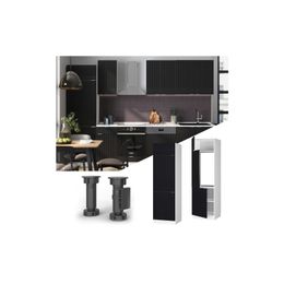 VICCO K&uuml;hlumbauschrank Fame-Line Wei&szlig; Schwarz gestreift 60 cm