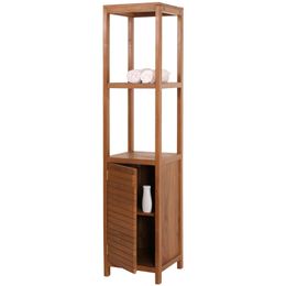 Teak-Regal MCW-M84, Badschrank Badregal Badezimmer, hochwertiges B-Grade-Teak (Kernholz, 20-30 Jahre), 180x40cm