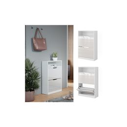 VICCO Schuhkipper Luca Wei&szlig; Hochglanz 59 x 90 cm 2 Klappf&auml;cher