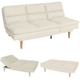 Schlafsofa MCW-M79, G&auml;stebett Schlafcouch Couch Sofa, Schlaffunktion Liegefl&auml;che 180x110cm ~ Stoff/Textil creme