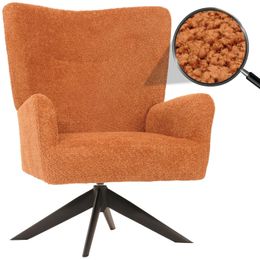 Lounge-Sessel MCW-N65, Cocktailsessel Polstersessel Relaxsessel, drehbar, Stoff/Textil Chenille Metall ~ terracotta