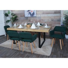 6er-Set Esszimmerstuhl MCW-A50 II, Stuhl K&uuml;chenstuhl Polsterstuhl, Holz Stoff/Textil Cord (400g/m&sup2;) MVG ~ gr&uuml;n