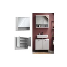 VICCO Bad-Spiegelschrank Eliza Wei&szlig; 70 x 65 cm mit 2 T&uuml;ren