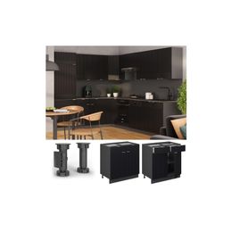 VICCO Schubunterschrank Fame-Line Anthrazit Schwarz gestreift 80 cm ohne Arbeitsplatte