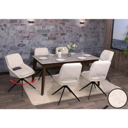 6er-Set Esszimmerstuhl MCW-N73, K&uuml;chenstuhl, drehbar Auto-Return, Stoff/Textil Boucle (540g/m&sup2;) &Ouml;ko-Tex ~ creme