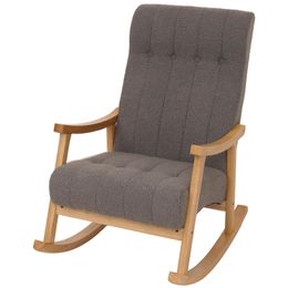 Schaukelstuhl MCW-K10, Relaxsessel, Holz MVG Stoff/Textil Boucl&eacute; (450g/m&sup2;) ~ dunkelgrau, Gestell natur